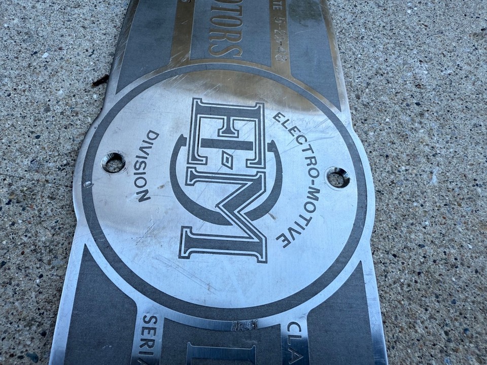 GM EMD General Motors Electromotive Division Locomotive Builder's Plate ...