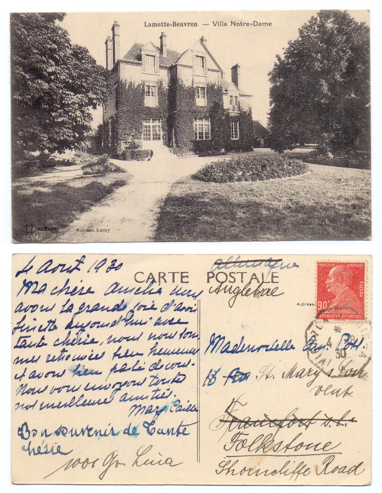 101474 - Lamotte-Beuvron - Villa Notre-Dame - Ansichtskarte, gelaufen 4 ...