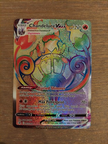 Chandelure Vmax 265/264 Fusion Strike NM Full Art Secret Rainbow Rare ...