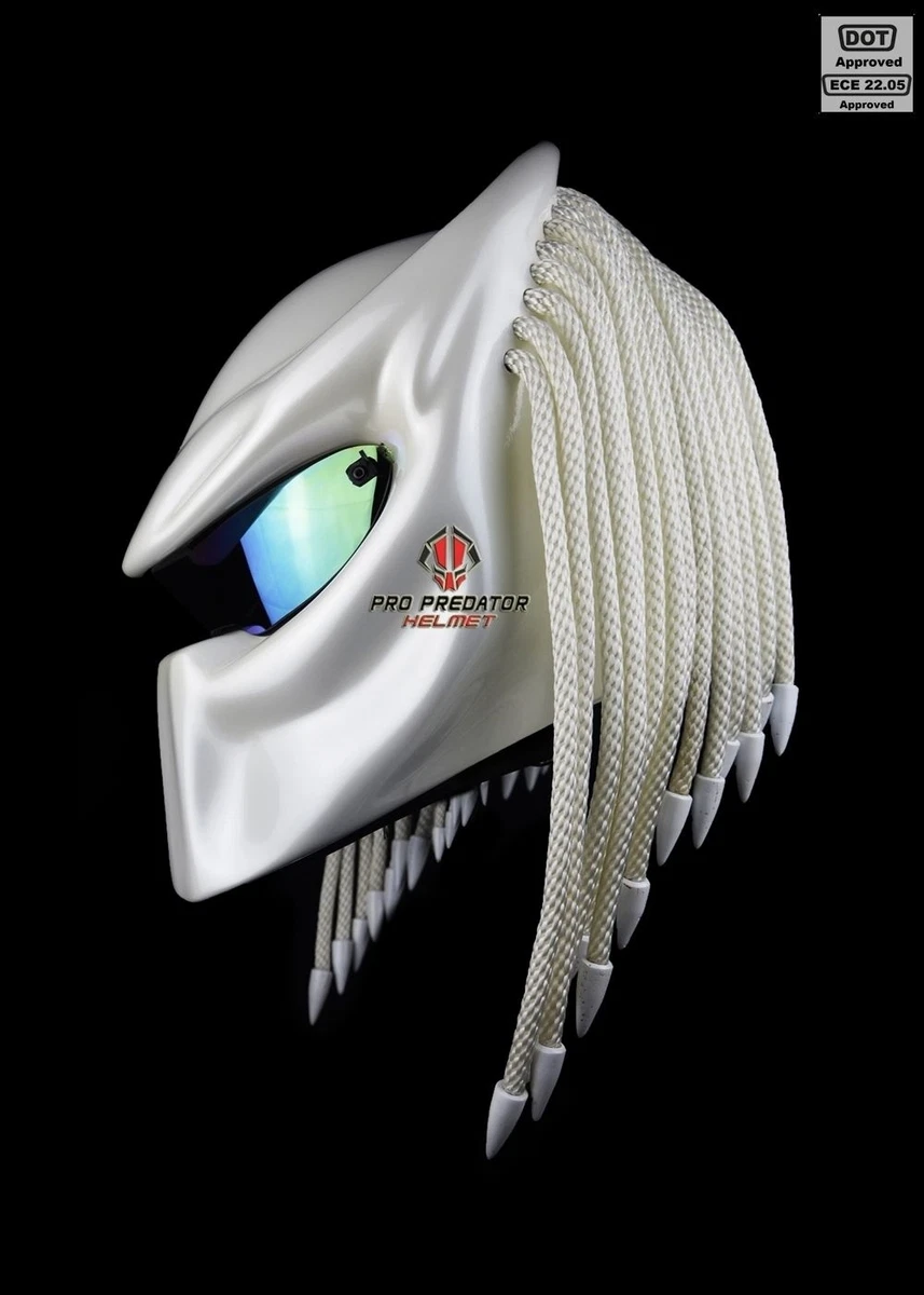 White Predator Motorcycle Helmet