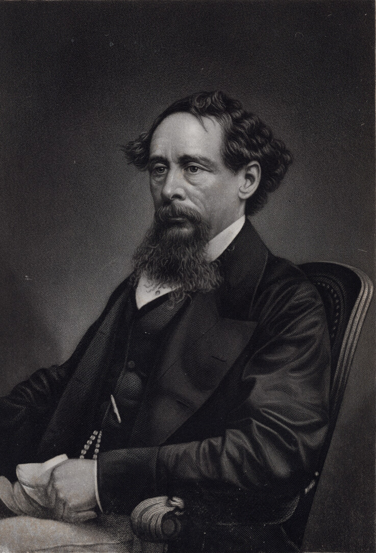 On Scrooge CHARLES DICKENS engraving Geo. PERINE sc Madame DeFARGE no ...