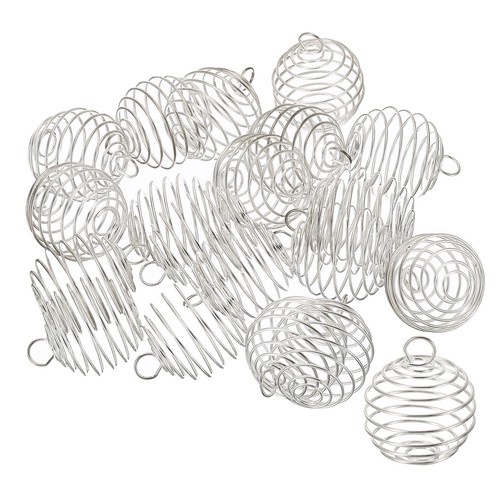 Spiral Bead Cages Pendant, 20Pcs 25x30mm Spring Stone Holder Silver ...