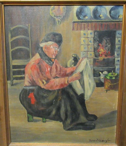 FERN FRANCIS CUNNINGHAM OLD MAN READING ORIGINAL OIL ON BOARD PAINTING ...