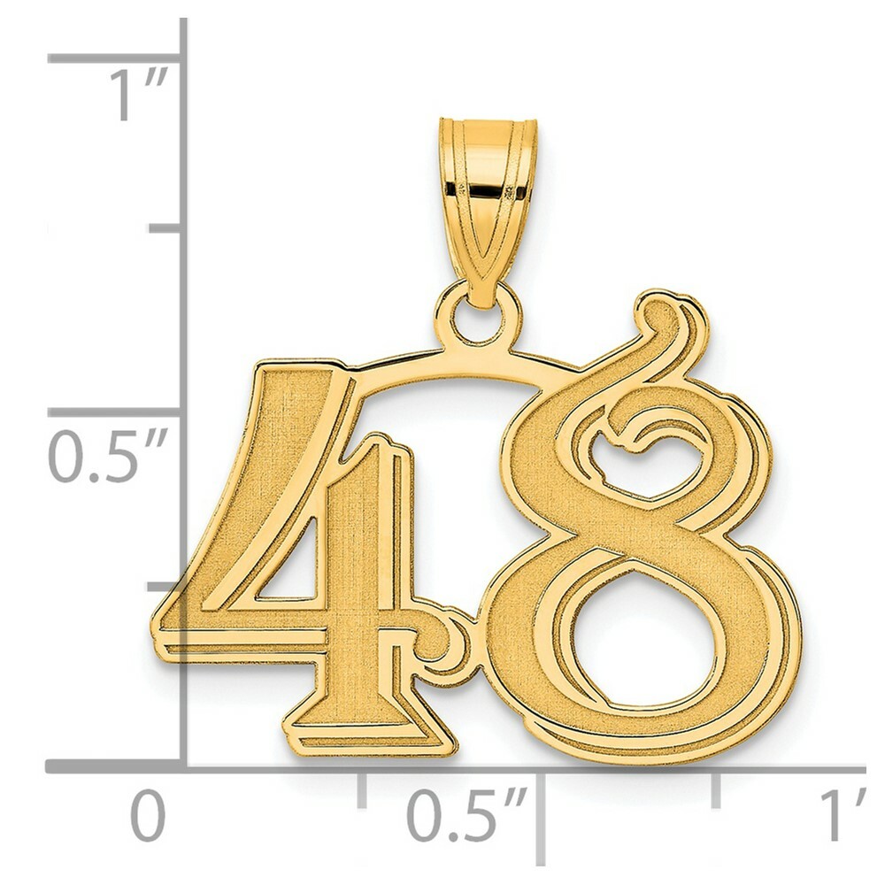 14K Yellow Gold Polished Etched Number 48 Pendant | eBay