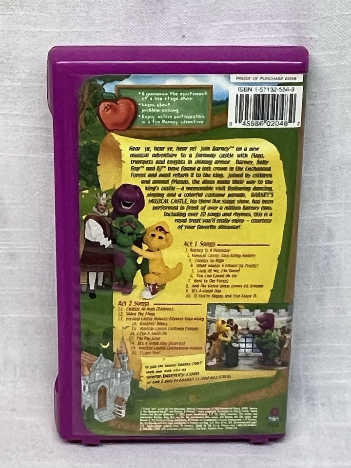 Barney's Musical Castle Live! VHS 2001 Video Tape Sing Along Songs Kids ...