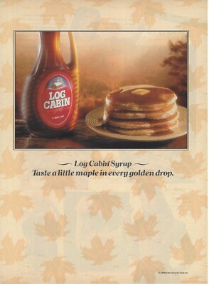1990 Kraft Log Cabin Maple Syrup Pancake vintage print ad 90's ...