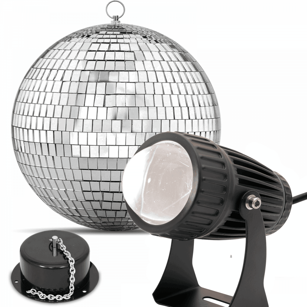 20cm Disco Mirror Ball Kit Inc Lamp Pinspot and Motor DJ Retro Party ...