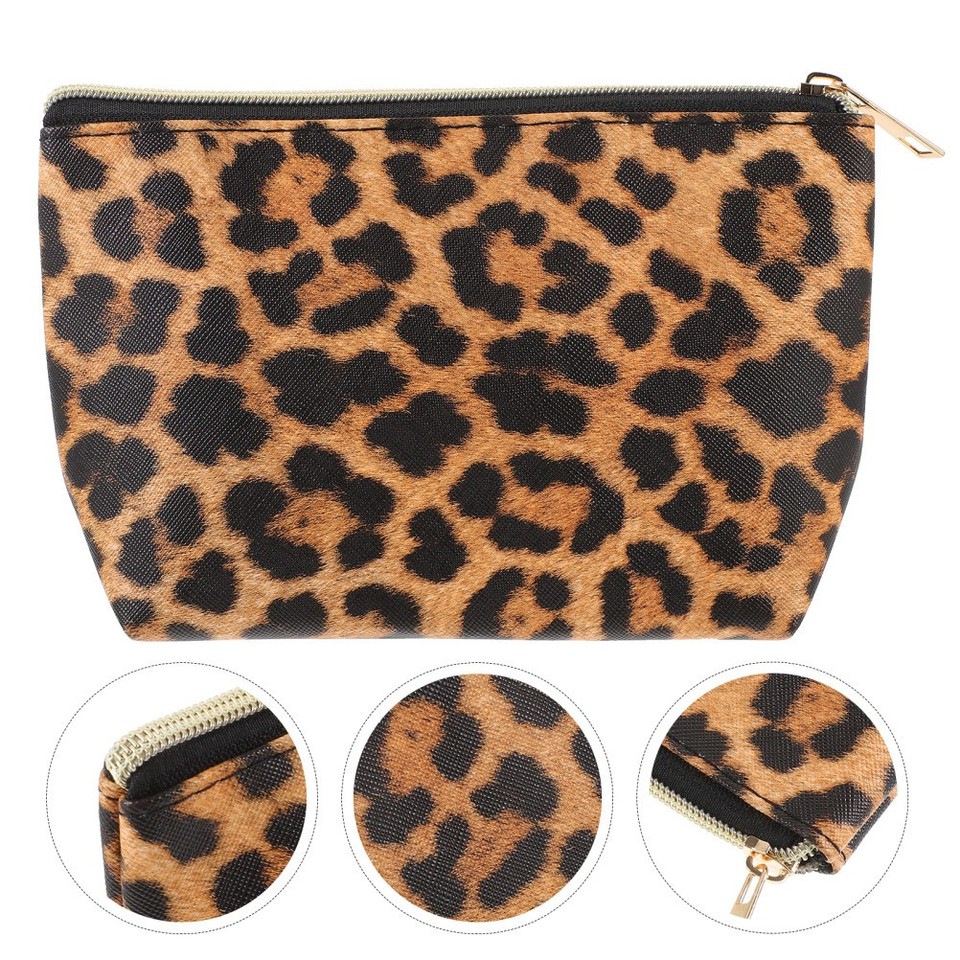 Leopard Pattern Makeup Bag Travel Toiletry Bag Portable Makeup Bag ...