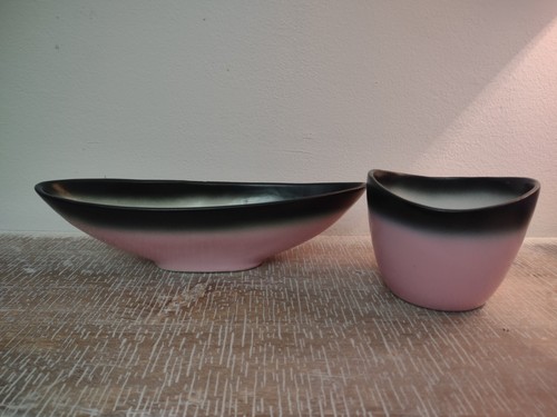 2 Vintage Stanford Sebring Pottery Pink Black Console Bowl | eBay