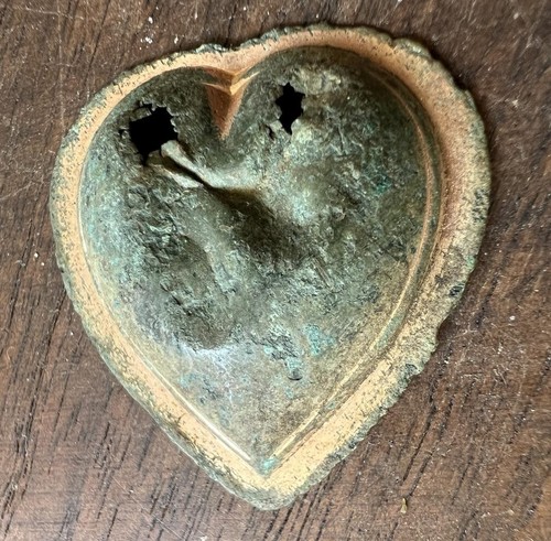 FRANCE GENUINE MEDIEVAL HEART GILTED BRONZE 14th-16th CENTURY FRENCH ...