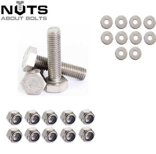 M4 M5 M6 M8 M10 A2 STAINLESS STEEL BOLTS NYLOC LOCKING NUT WASHERS SET ...