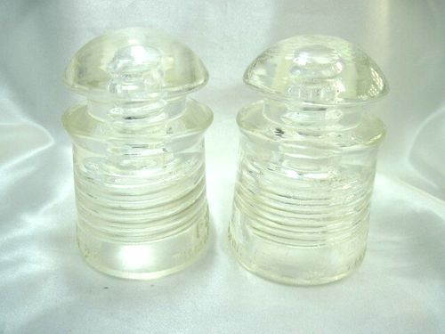 Insulator Pyrex Clear Glass Telephone Telegraph Double Threaded SR ...