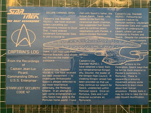 Playmates 1994 Star Trek TNG Speaking Picard Captain’s Log Blueprints ...