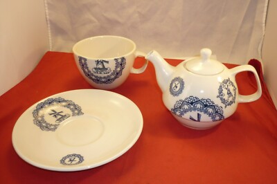 DELFT STACKING TEAPOT , CUP & SAUCER HANDPAINTED DELFLEUR HOLLAND ...