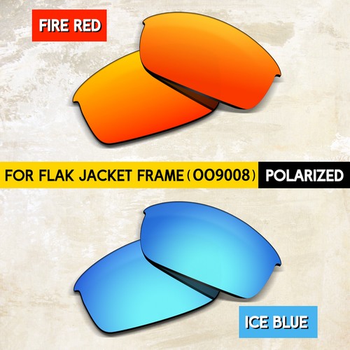 Ice Blue & Fire Red POLARIZED Lenses for Oakley Flak Jacket OO9008 63mm ...
