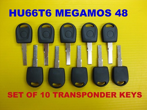 Set of 10 NEW High Security Transponder Chip Key HU66 HU66T6 Megamos 48 ...