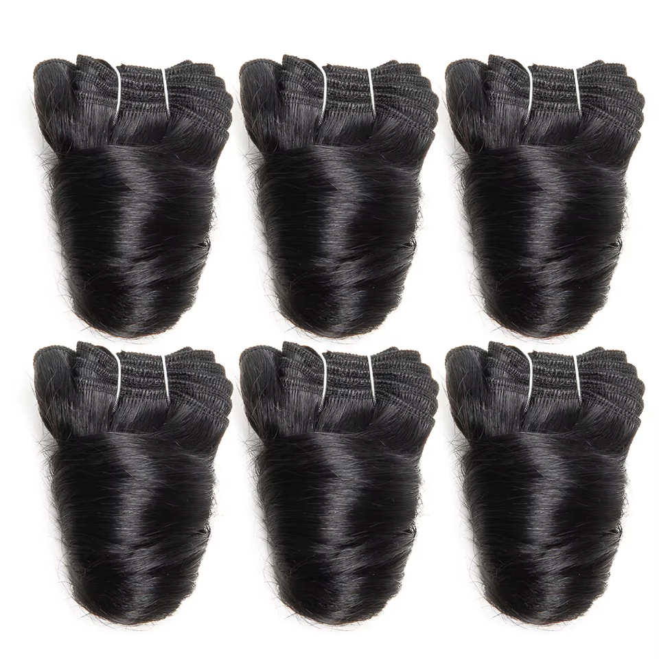 Short Human Hair Brazilian Curly Hair Bundles 8 Inch Double Drawn ...