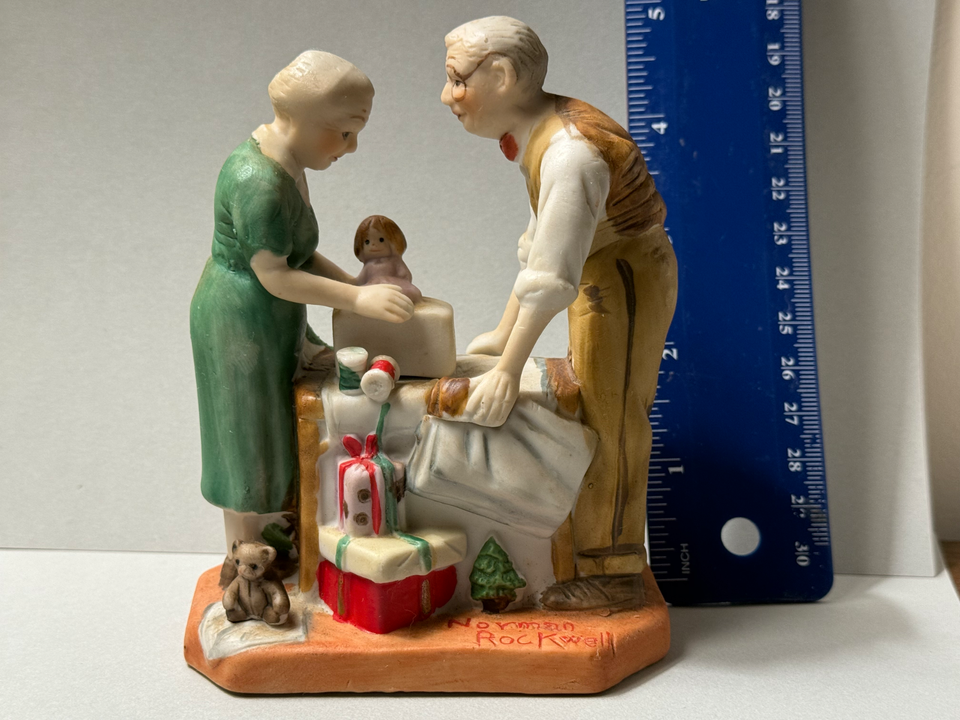 Norman Rockwell Grandma and Grandpa with Baby Grandchild Figurine ...