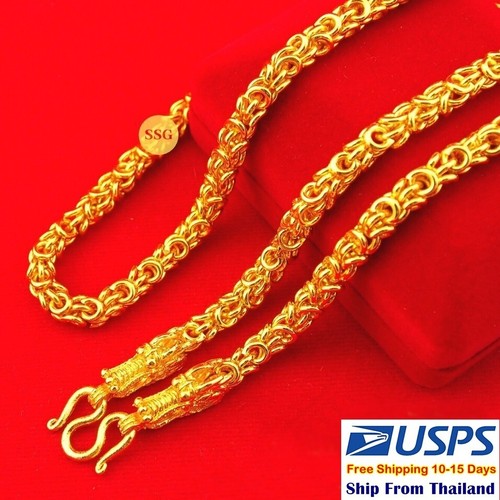 Thai Gold 24k Solid Necklace Yellow Chain Pendant 26" Weight 5 Baht ...