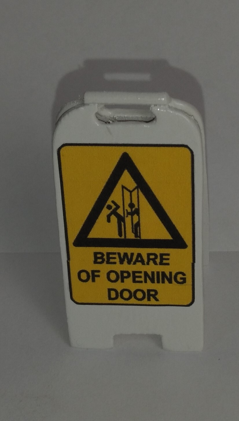 Miniature handcrafted Medical Floor sign Beware of door 1/12th scale ...