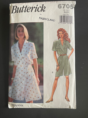 6705 Butterick Size 6 8 10 Women's JUMPSUIT PANTS SHORTS Sewing Pattern ...