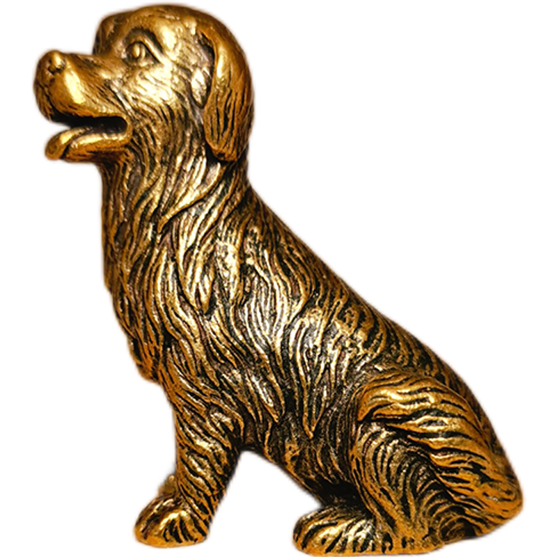 1PC Brass Golden Retriever Statue Dog Figurines Puppy Ornaments Home ...