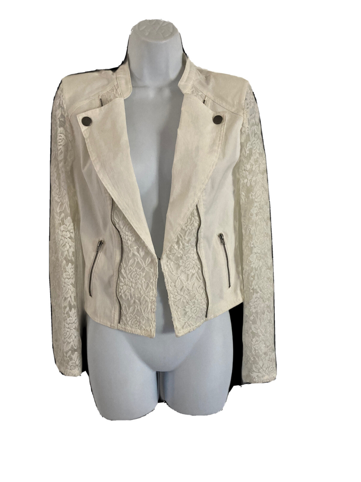 Material Girl Off White Lace Cropped Jacket Jr Sz M Vintage Style Pinup ...