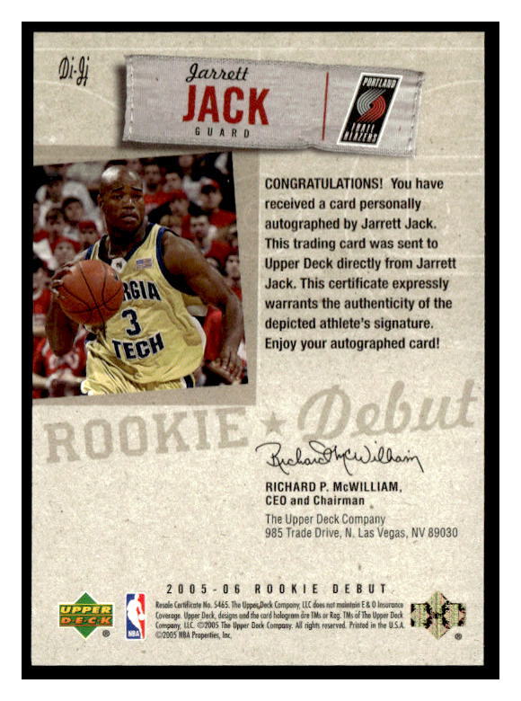 2005-06 Upper Deck Rookie Debut #DI-JJ Jarrett Jack Debut Ink | eBay