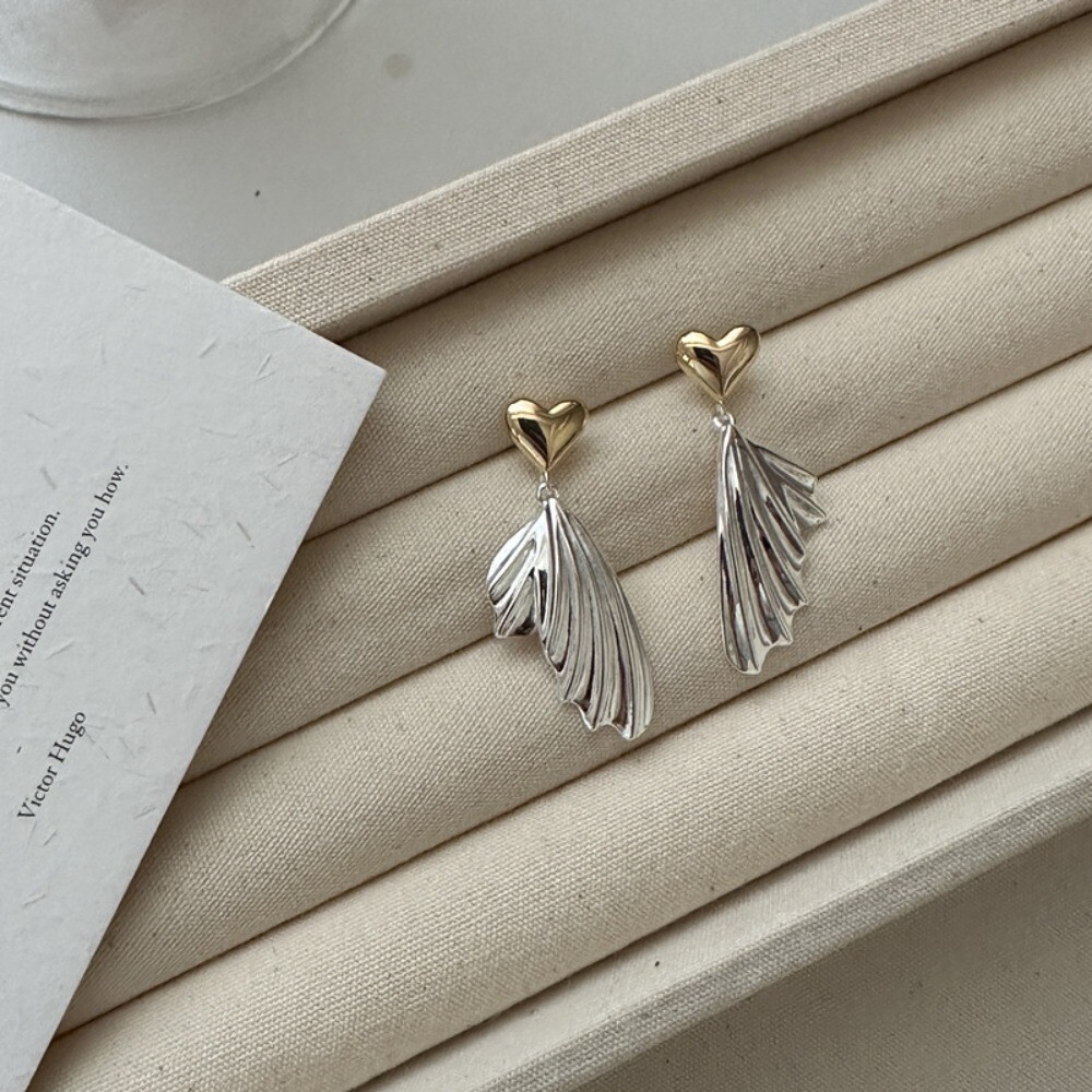 Elegant Heart Fishtail Stud Earrings Ins Style Color Contrast Earrings ...