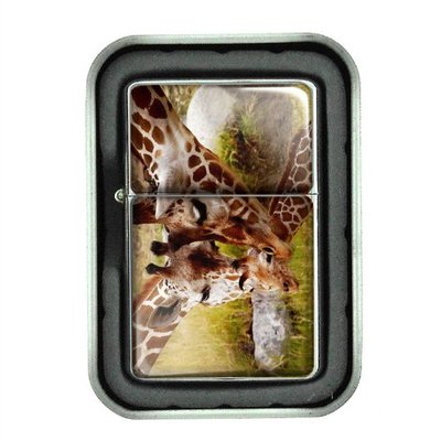 Windproof Oil Lighter w/ Gift Box Giraffe Design 04 Wild Life Zoo ...