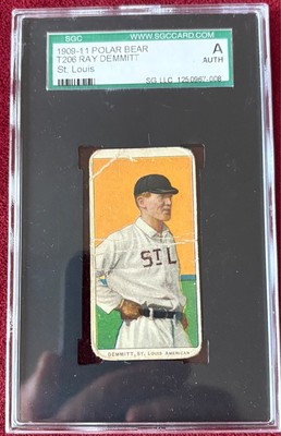 T206 Ray Demmitt St. Louis Short Print ~~ SGC Authentic ~~ Polar Bear ...