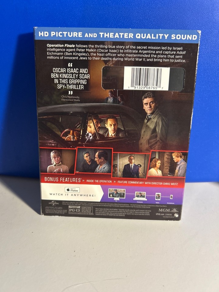 Operation Finale (DVD + Blu-Ray) w/Ben Kingsley….…….…Excellent ...