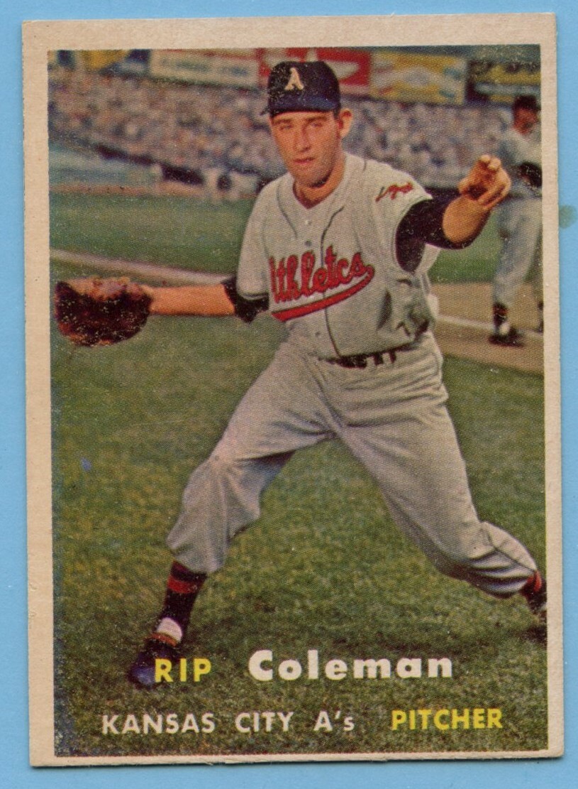 1957 Topps Baseball Card #354 Rip Coleman - Kansas City Athletic's (EX ...
