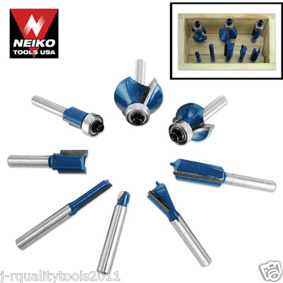 9 Pc Tungsten Carbide Router Bit Set Work Shop Case Woodworking Cutter ...