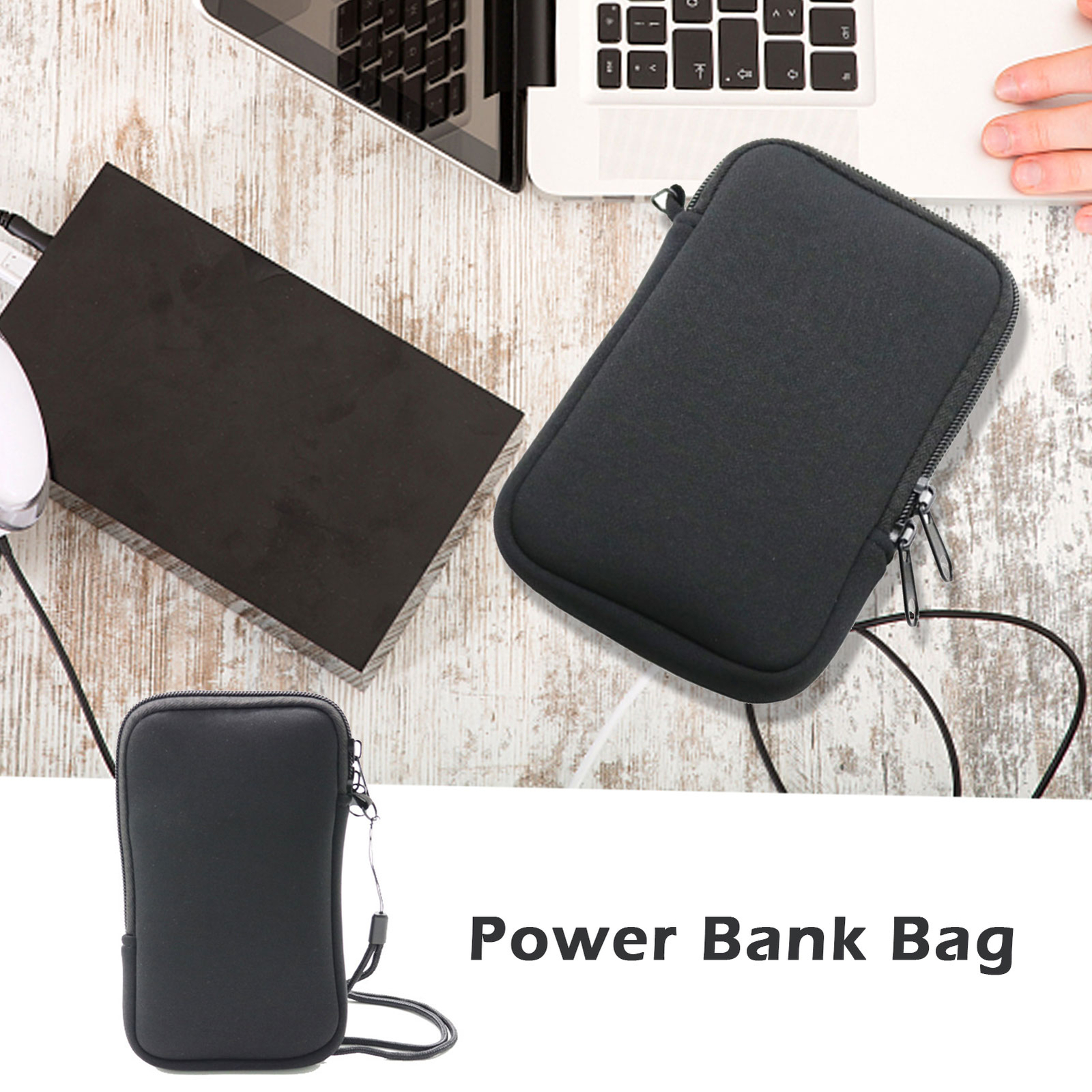 Home Travel Waterproof With Lanyard Cable Organizer Power Bank Bag Mini ...