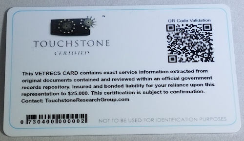 Veteran's Record VetRecs Card - Substantiate Your Service | eBay