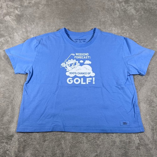 Life is Good T-Shirt Womens Large Blue Golf Weekend Forecast Graphic ...