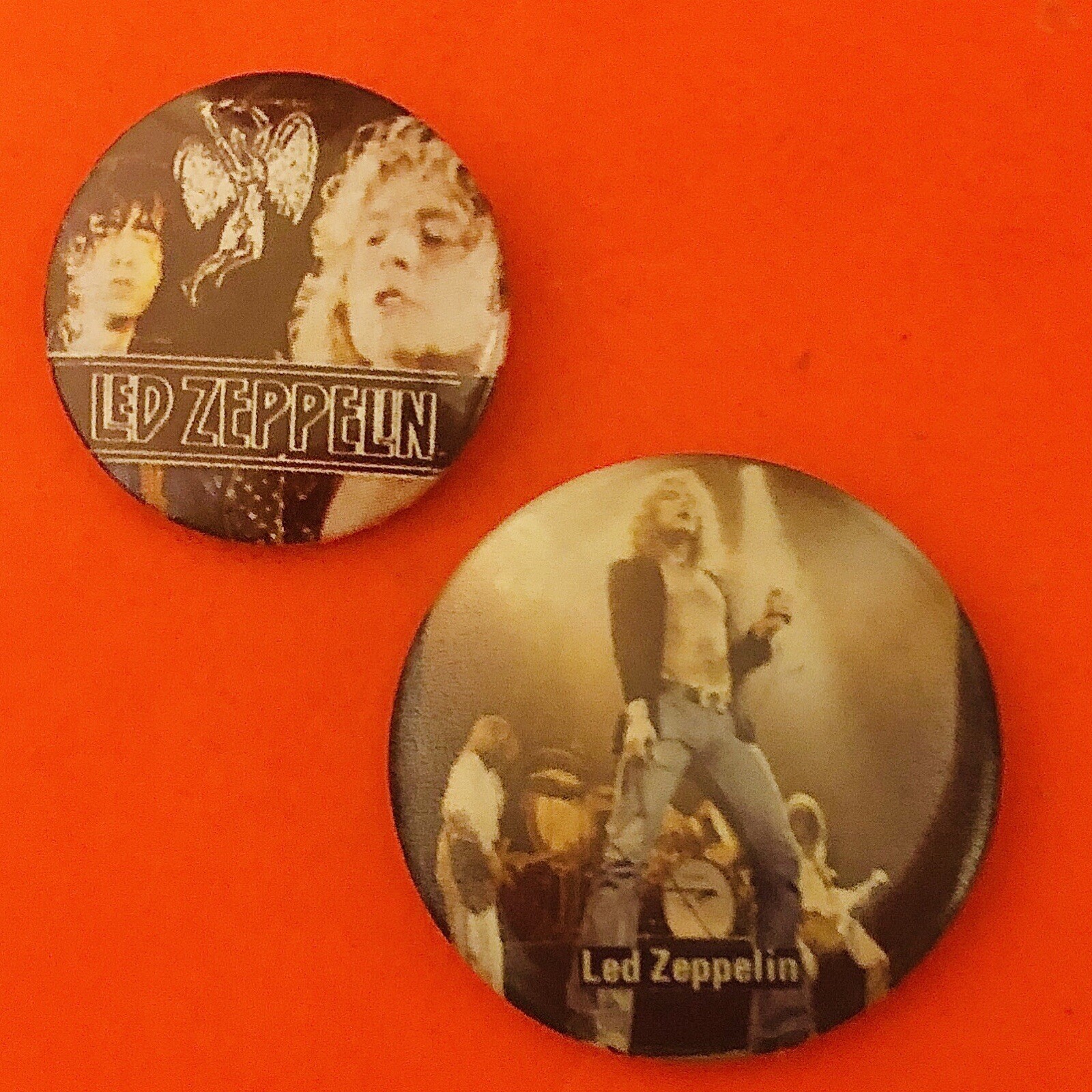 Lot of 2 LED ZEPPELIN Pins Rock Band Pinback Button Badges Vintage ...