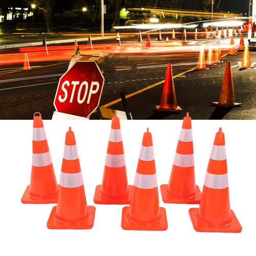 6 Pcs Reflective Traffic Cones Set Weather-Resistant Stackable Road ...