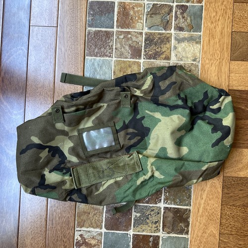 US Army Woodland Camo NBC Chem Chemical Suit Bag Back Pack Straps USGI ...