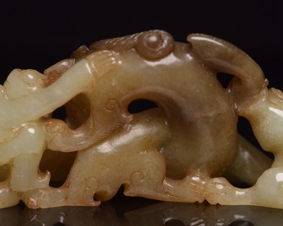 Certified Natural Hetian Jade Hand-carved Exquisite Dragon Statue 12313 ...