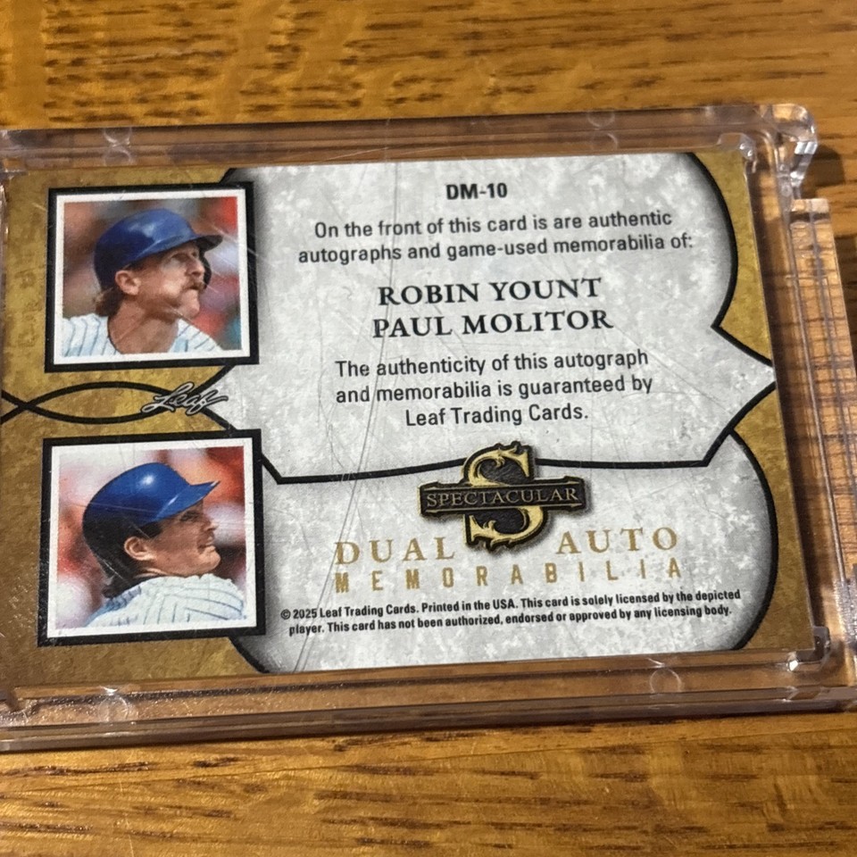 2025 LEAF SPECTACULAR PAUL MOLITOR PATCH ROBIN YOUNT AUTOGRAPH 7/12 ...