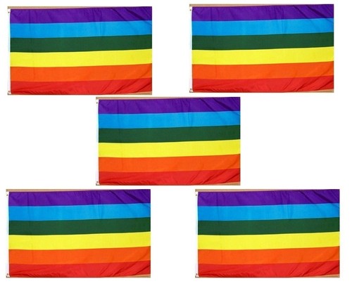 ( 5 pack ) 3x5 Gay Lesbian Rainbow Human Rights 3'x5' foot Flag House ...