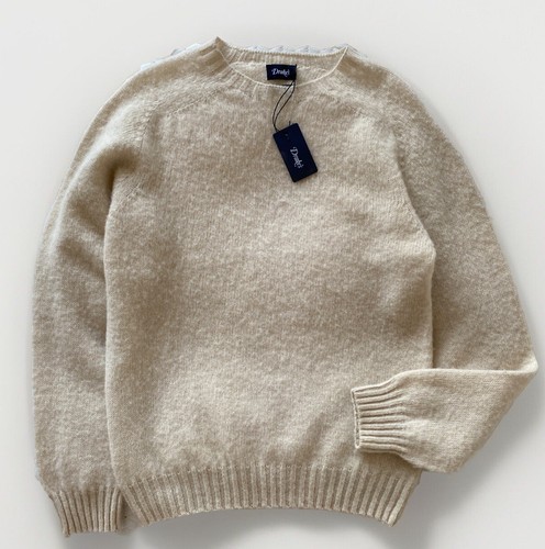 Drake’s (M) BNWT Cream Ecru Brushed Shetland Crew Neck Jumper RRP £225 ...