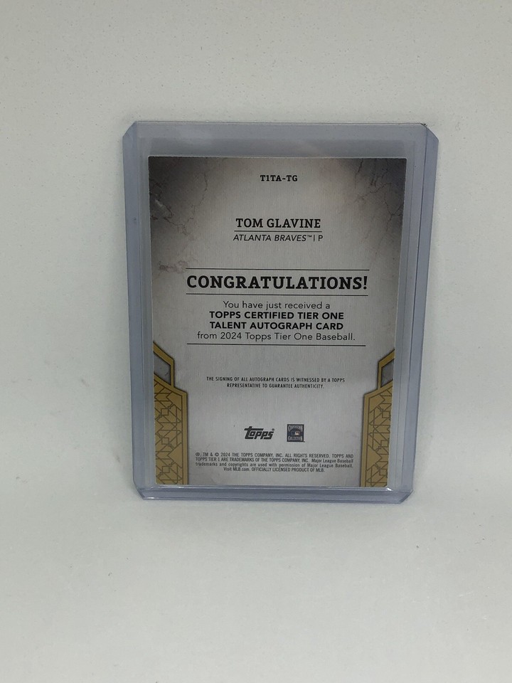 Tom Glavine 2024 Topps Tier One Green Tier One Talent Auto /49 | #T1TA ...