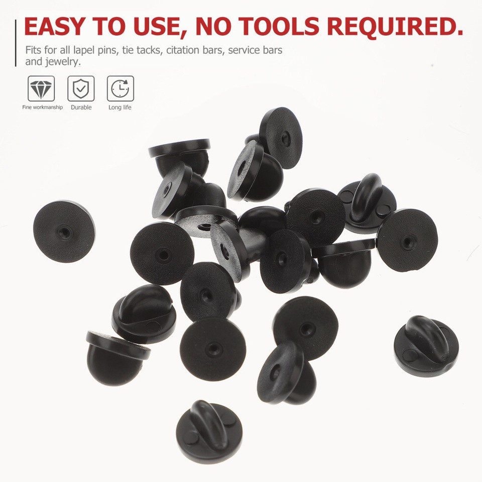 100pcs pin backs rubber locking tie tack pin backers pin caps locking ...