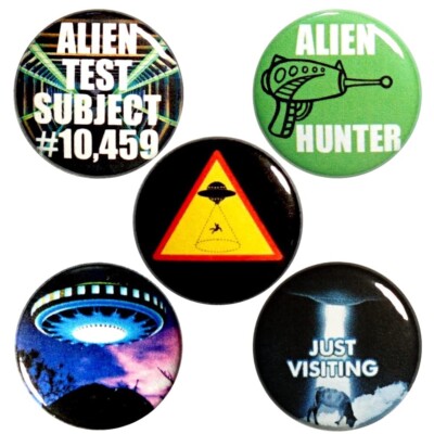 Alien Pin Buttons Backpack Pins Alien Test Subject Abduction 5 Pack 1 ...