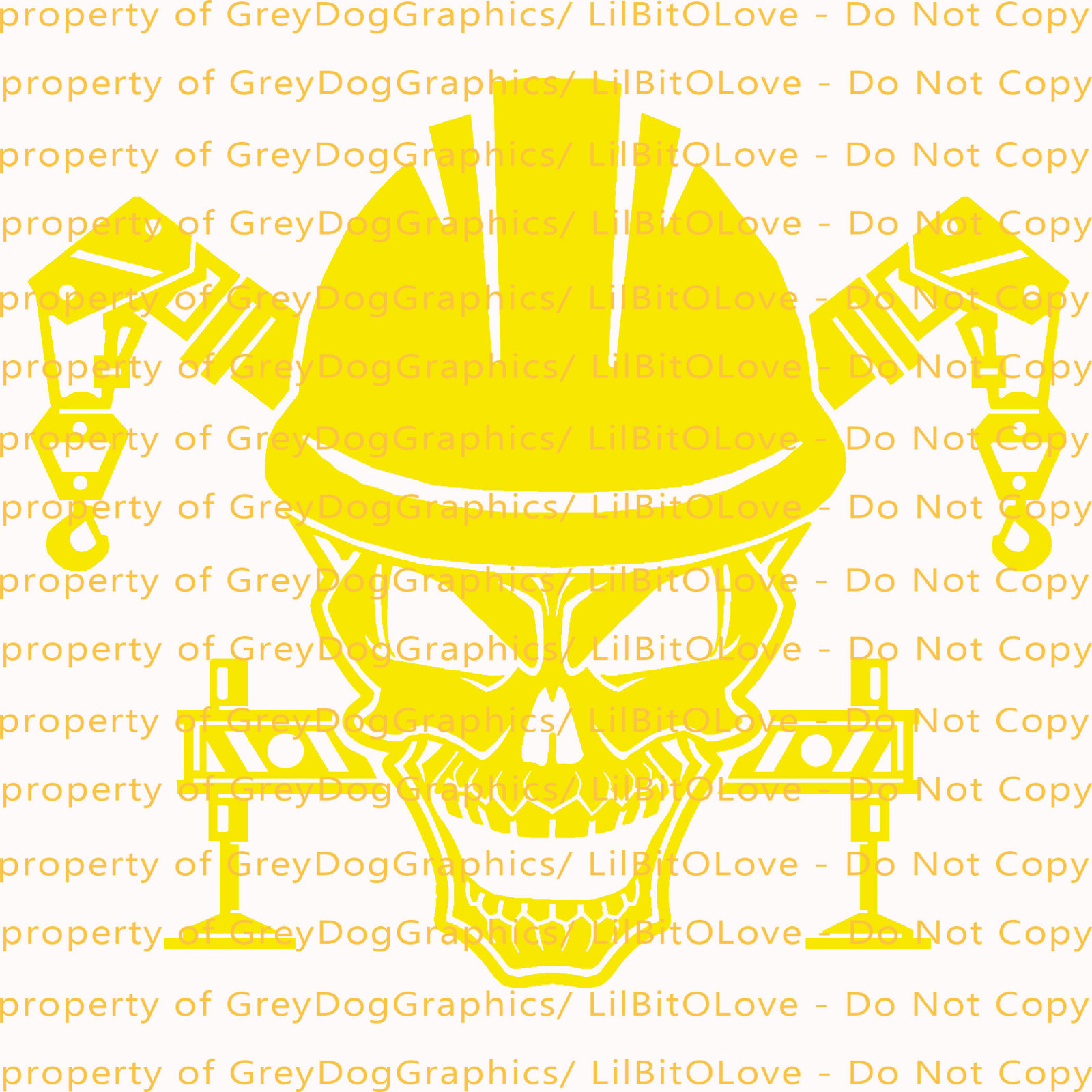 Crane Operator Skull Vinyl Decal Construction Site Sticker Boom Lift ...