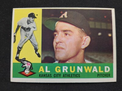 1960 Topps Baseball Card # 427 Al Grunwald - Kansas City Athletics RC ...