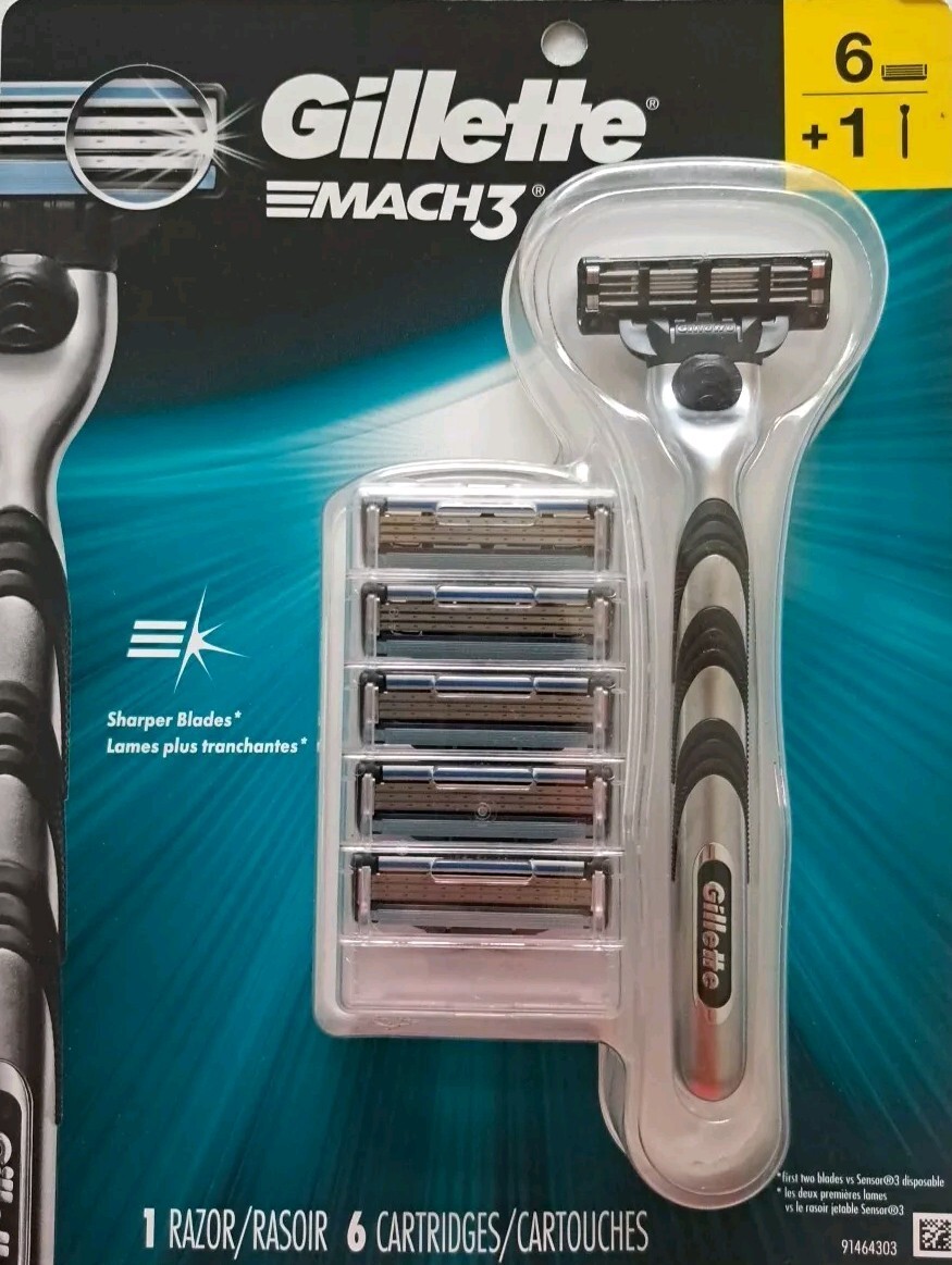 NEW 🌟 GILLETTE MACH3 1 Razor and 6 Cartridges Set, Sharper Blades | eBay